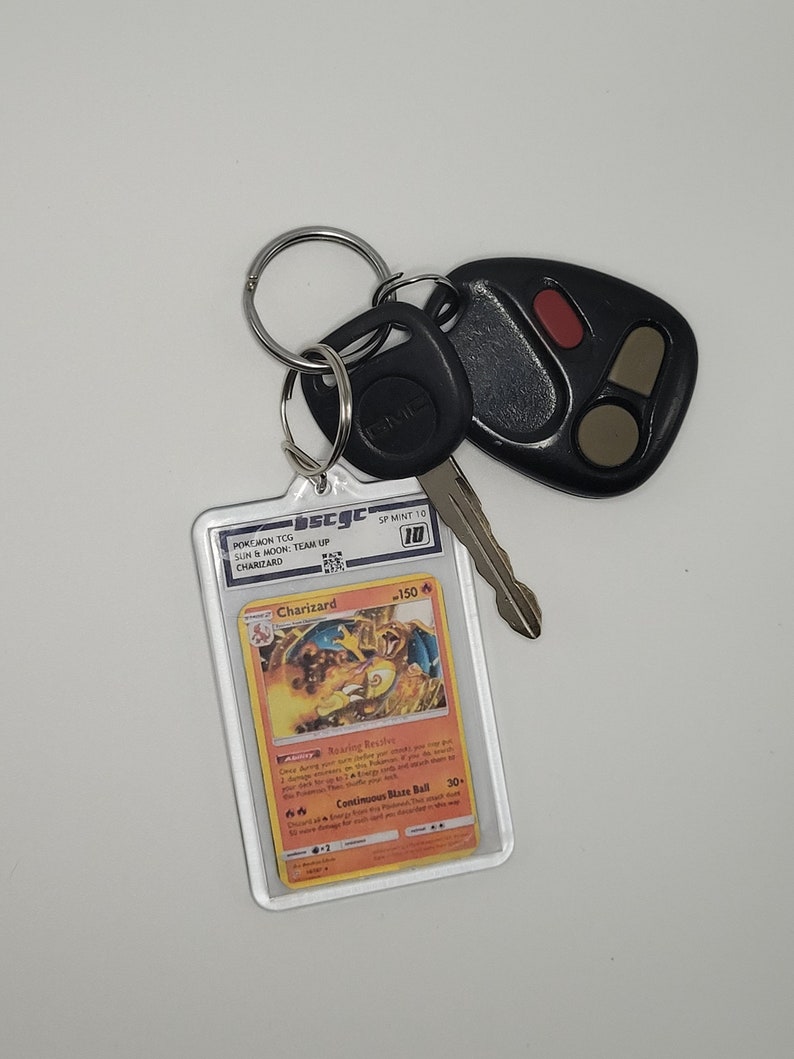 Charizard Keychain Mini Slab Graded Pokemon Card - Etsy