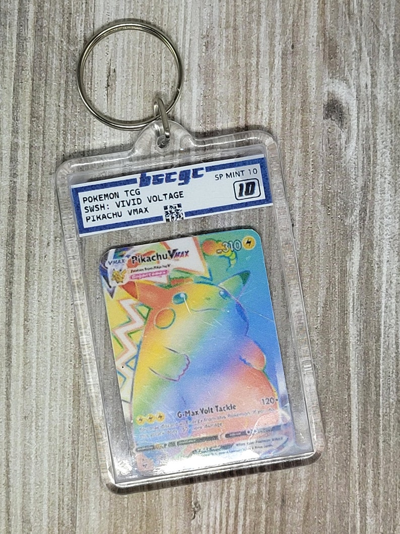 Rainbow Pikachu Keychain Mini Slab Graded Pokemon Card - Etsy