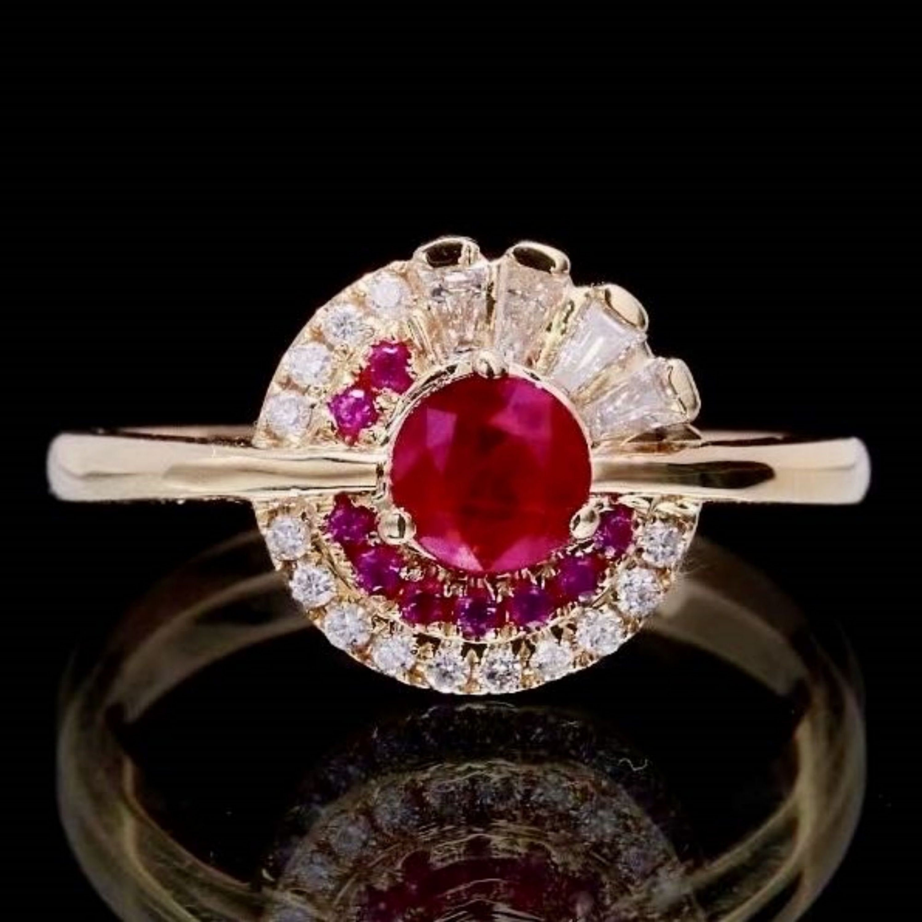 Unique Natural Ruby Ring/art Deco 18k Rose Gold Real Ruby Ring/handmade ...