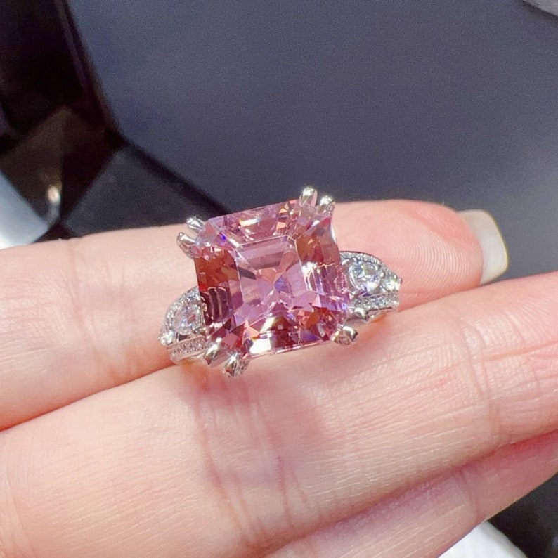 Genuine Pink Tourmaline 18k White Gold Ring/art Deco Diamond Tourmaline ...