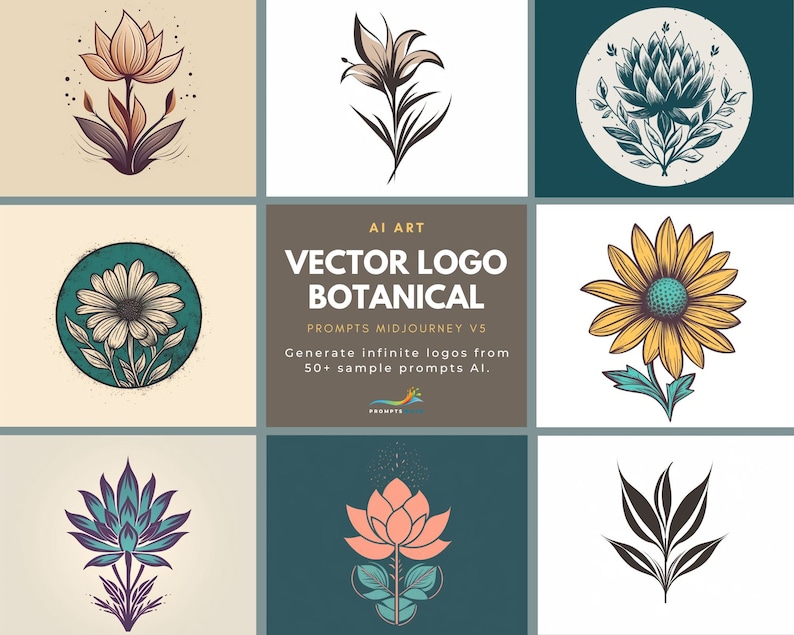 Botanical Vector Logo Prompts by Midjourney – Instant Download ...
