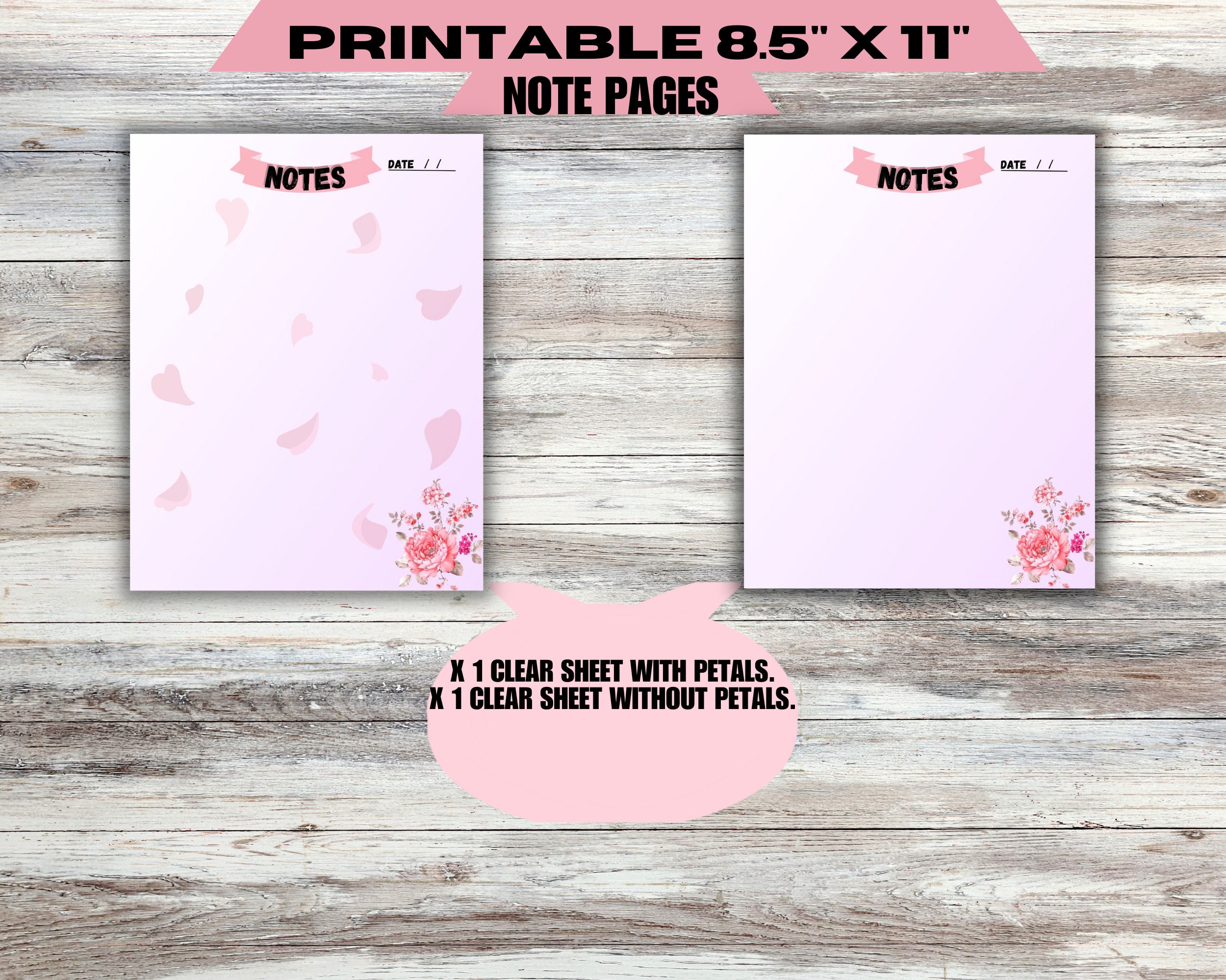 Printable Note Pages, Digital Note Downloads, Printable Stationery ...