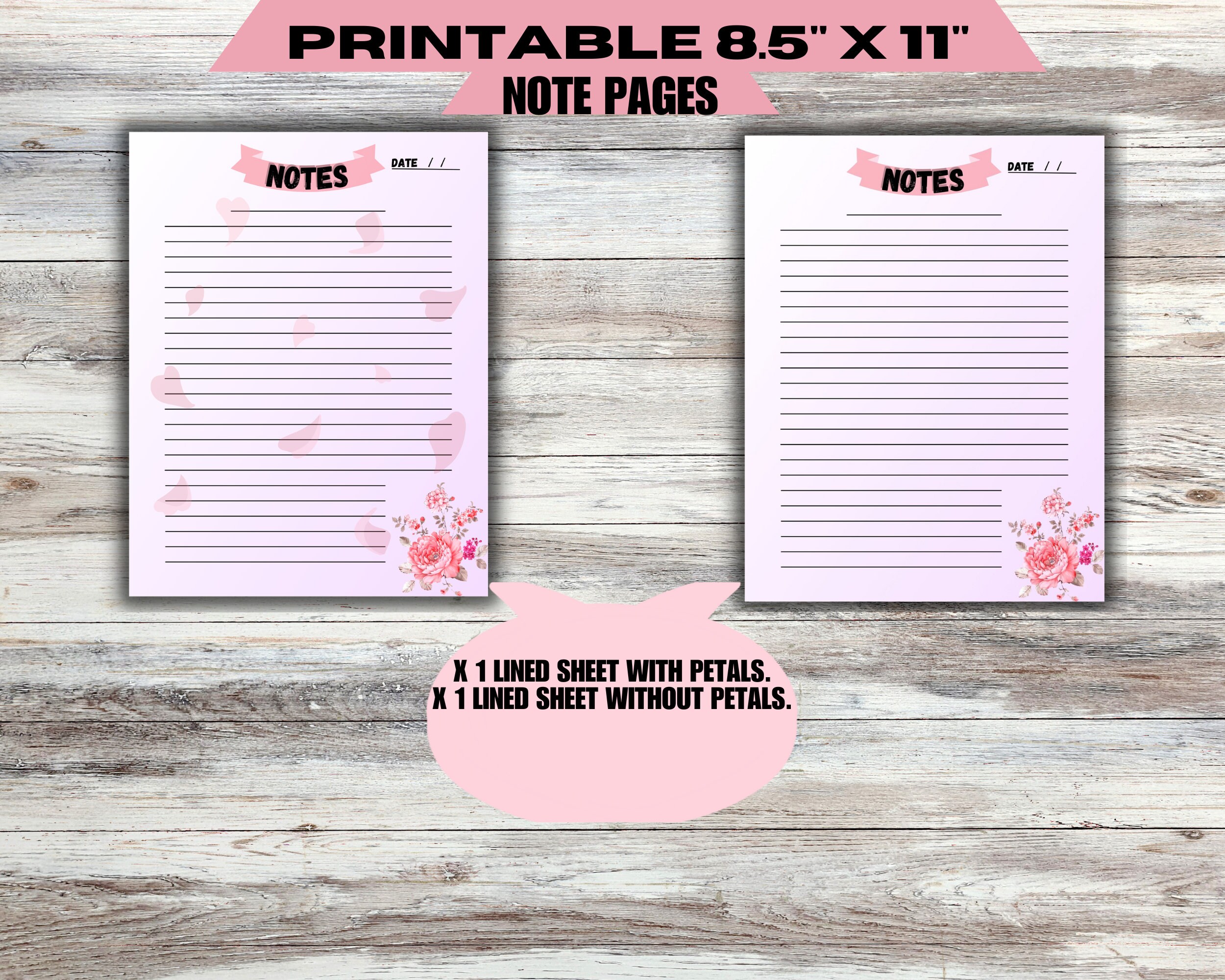 Printable Note Pages, Digital Note Downloads, Printable Stationery ...