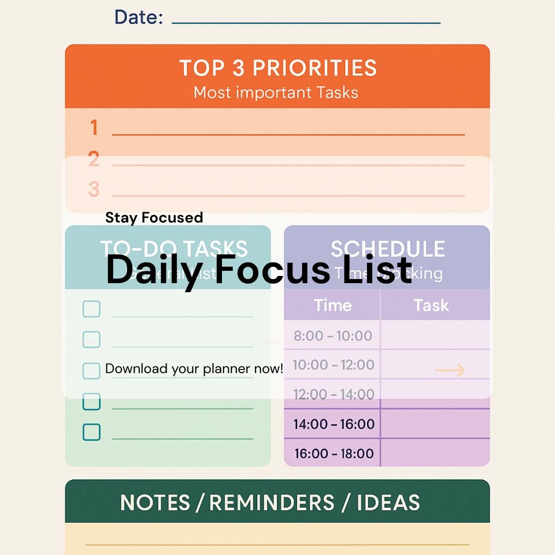 To-do List as PDF | Daily Planner to Print | Focus & Set Goals ...