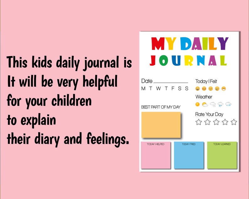 Kids Daily Journal, Printable Kids Journal, Diary for Children ...