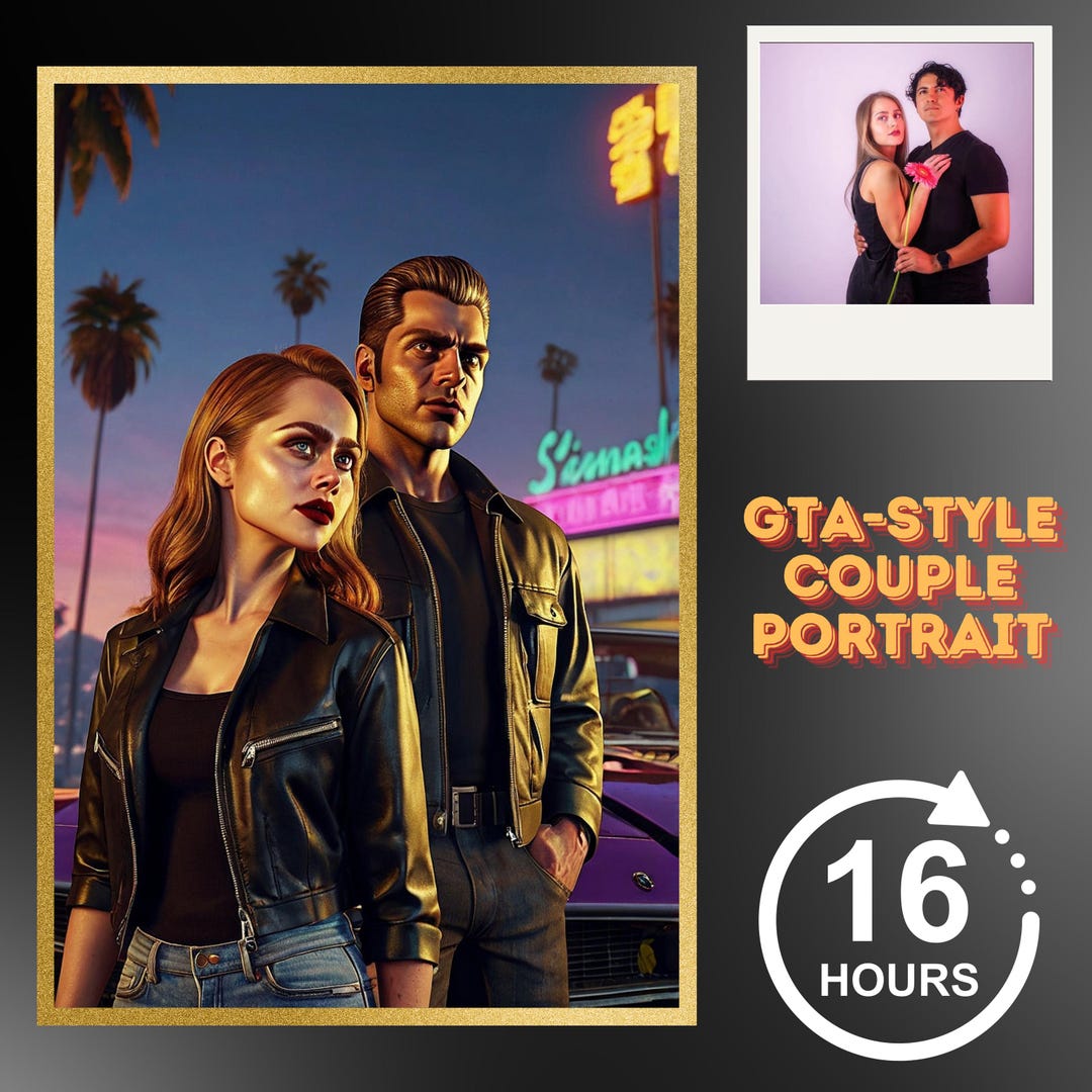 Custom GTA Style Portrait, Personalized Digital Artwork, Turn Your ...