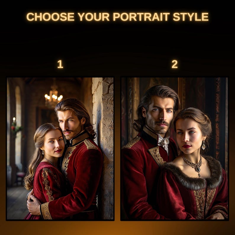 Custom Realistic Vampire Couple Portrait From Photo, Personalized Dark ...