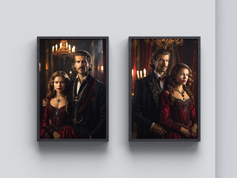 Custom Realistic Vampire Couple Portrait From Photo, Personalized Dark ...