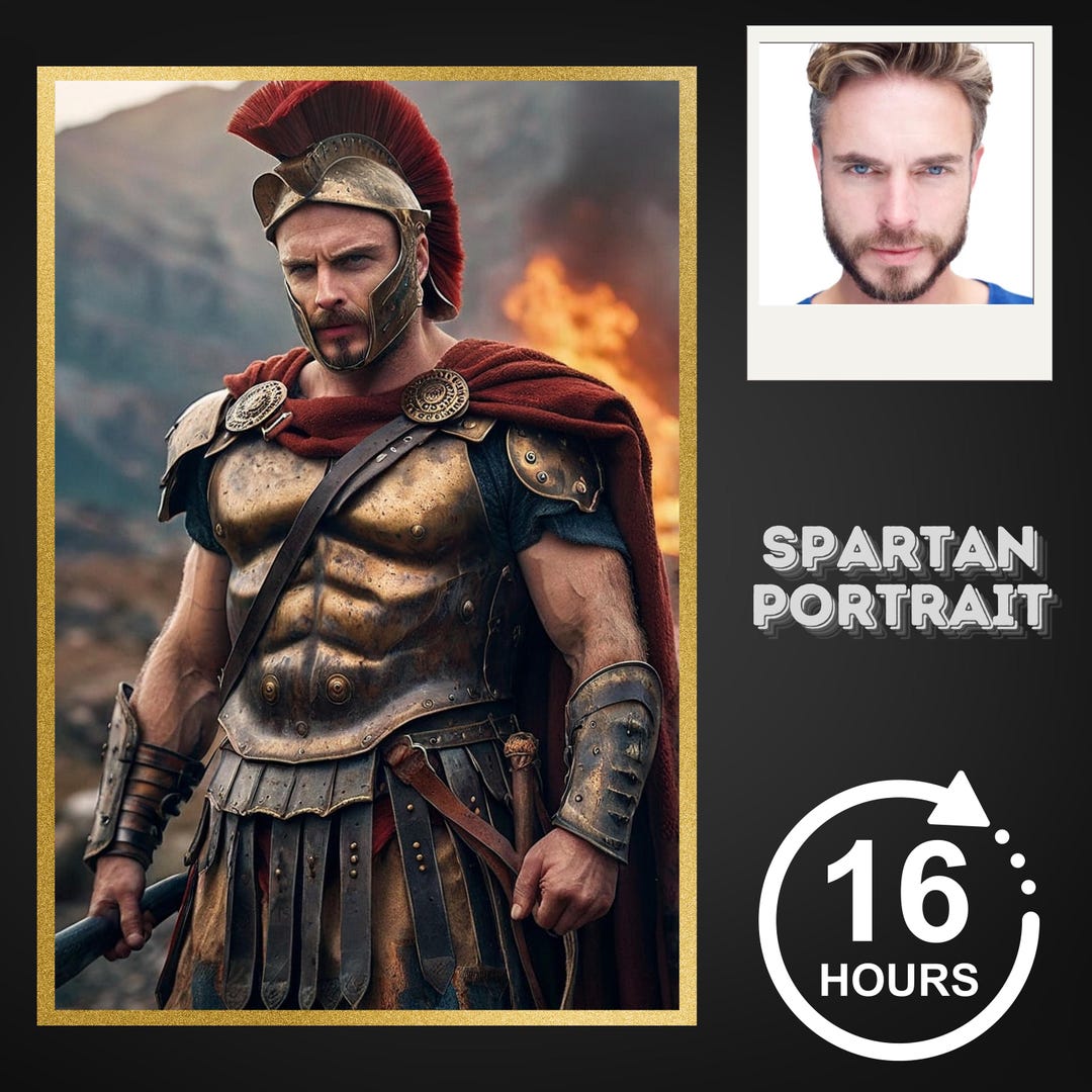 Custom 300 Spartan Warrior Portrait From Photo, Gift for Dad ...