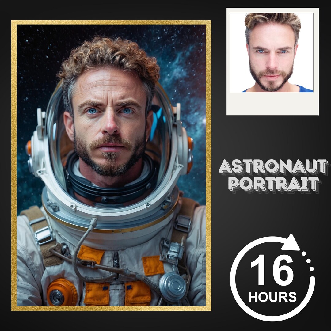 Custom Astronaut Portrait From Photo, Space Themed Portrait, Gift for ...