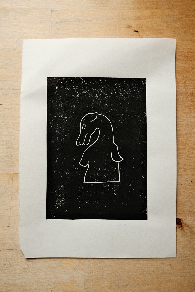 Pictish Beast Original Lino Cut Print - Etsy