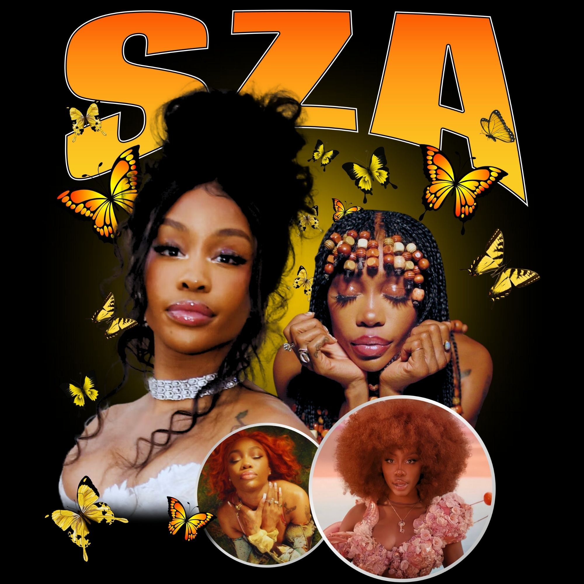 SZA T Shirt Design. PNG Digital 4500x5100 Px. R&B, Pop, Hiphop, Retro ...