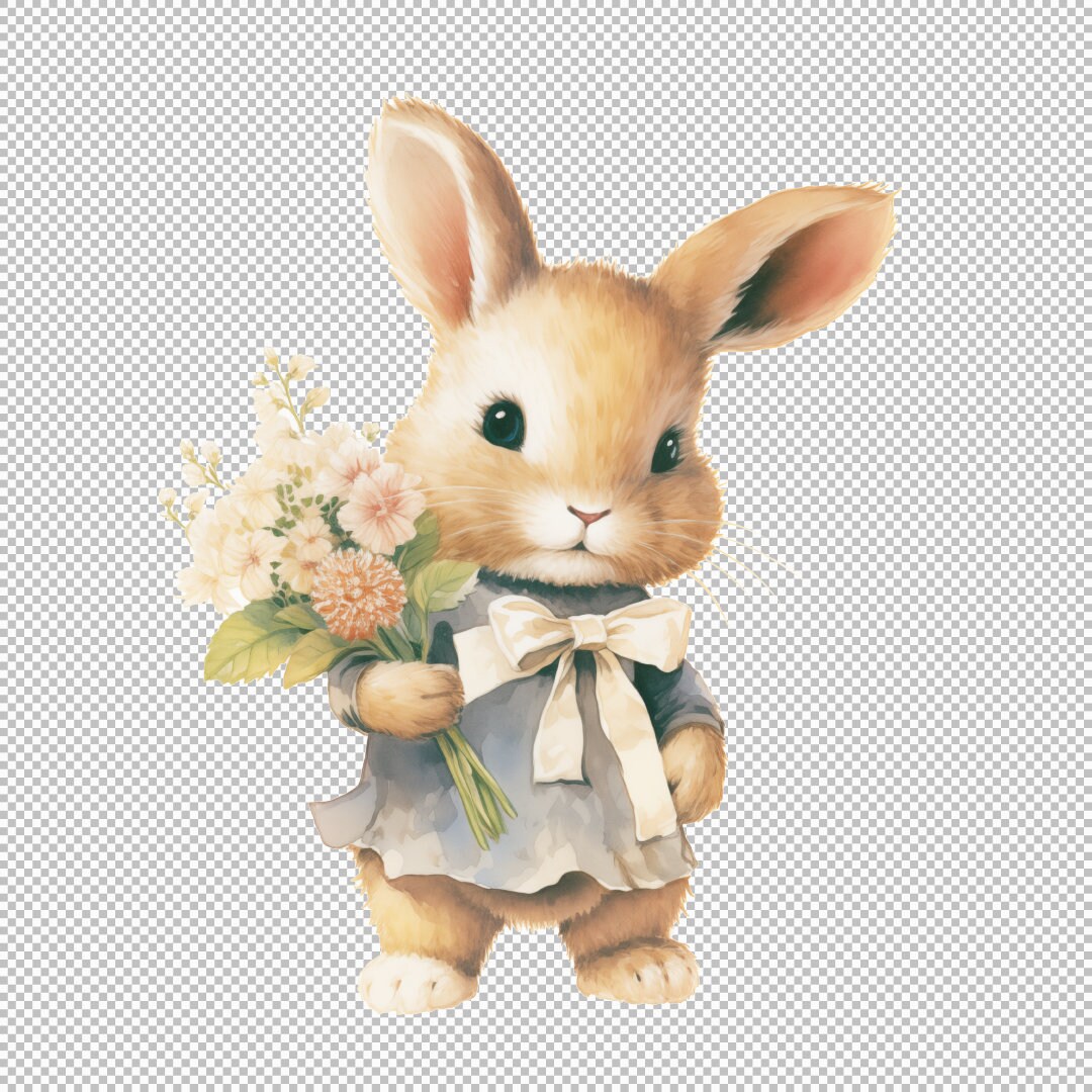 Cute Rabbits Clipart - Cute Watercolor Bunny Clip Art, Cute Bunnies ...