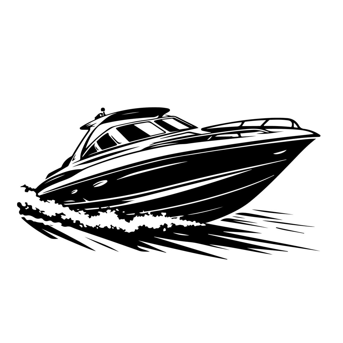 Speedboat SVG, Boat Clipart, Silhouette Vector (PNG, Illustrator File ...