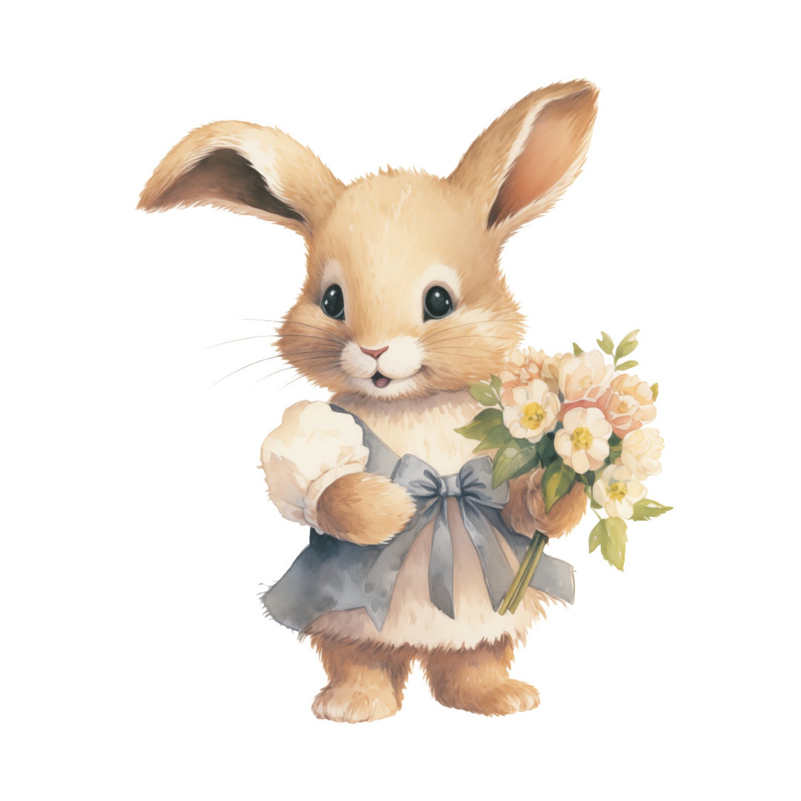 Cute Rabbits Clipart - Cute Watercolor Bunny Clip Art, Cute Bunnies ...