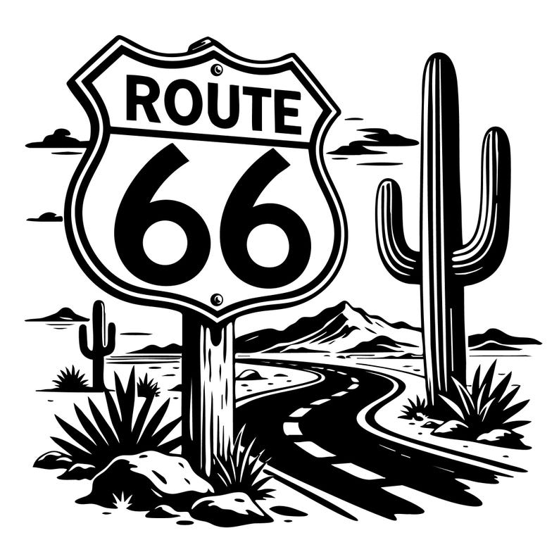 Route 66 SVG: Desert Road Cut File (commercial Use) - Etsy
