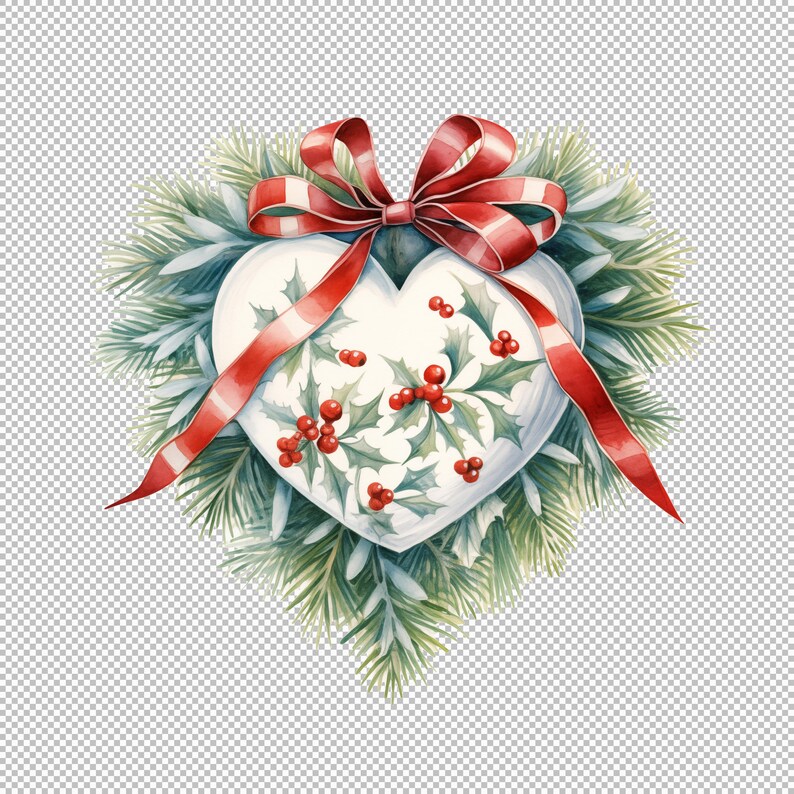 Christmas Hearts Clipart 8 Pngs, Hearts Clipart ,christmas Illustration ...