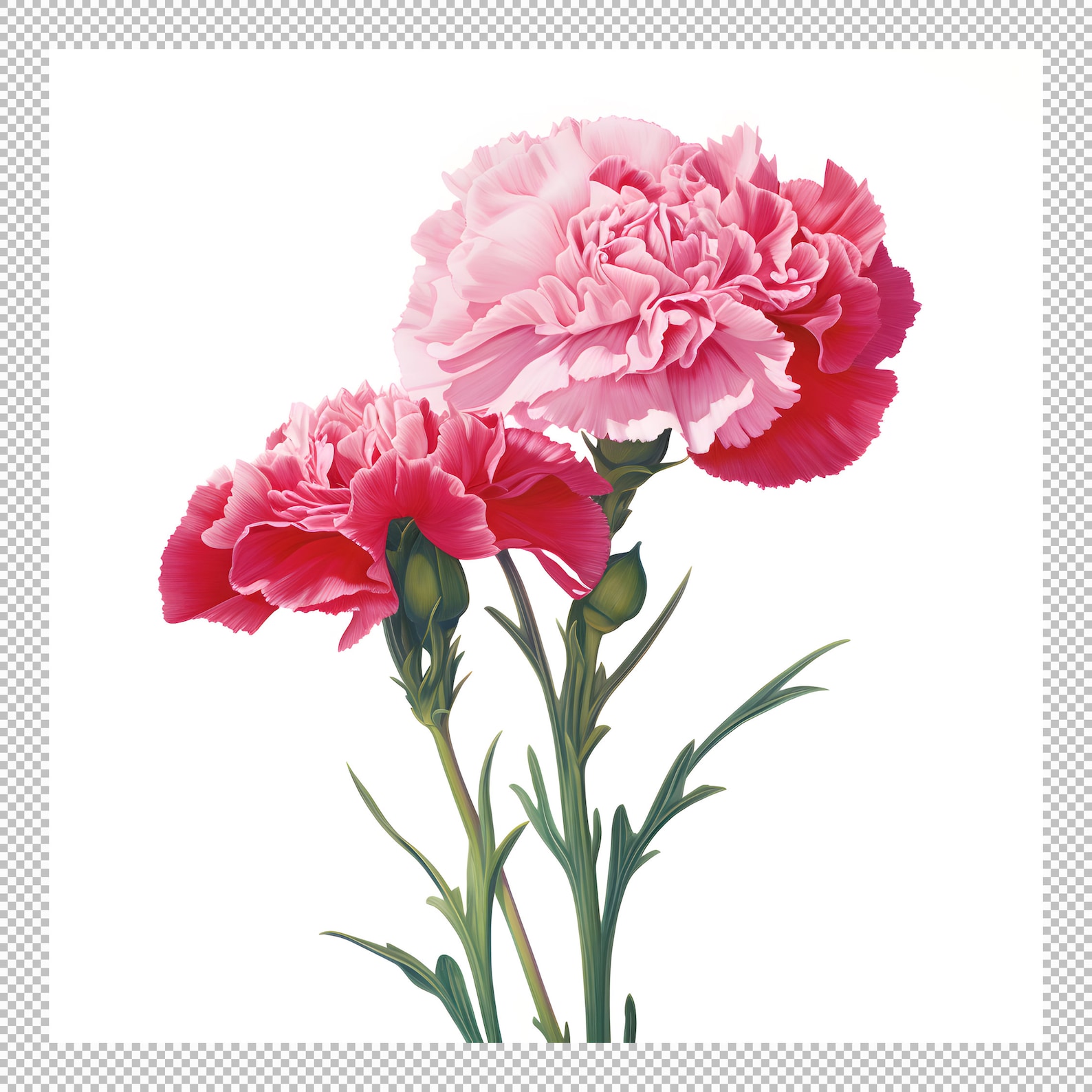 Pink and Red Carnation, Watercolour Carnation, Pink and Red Carnation ...