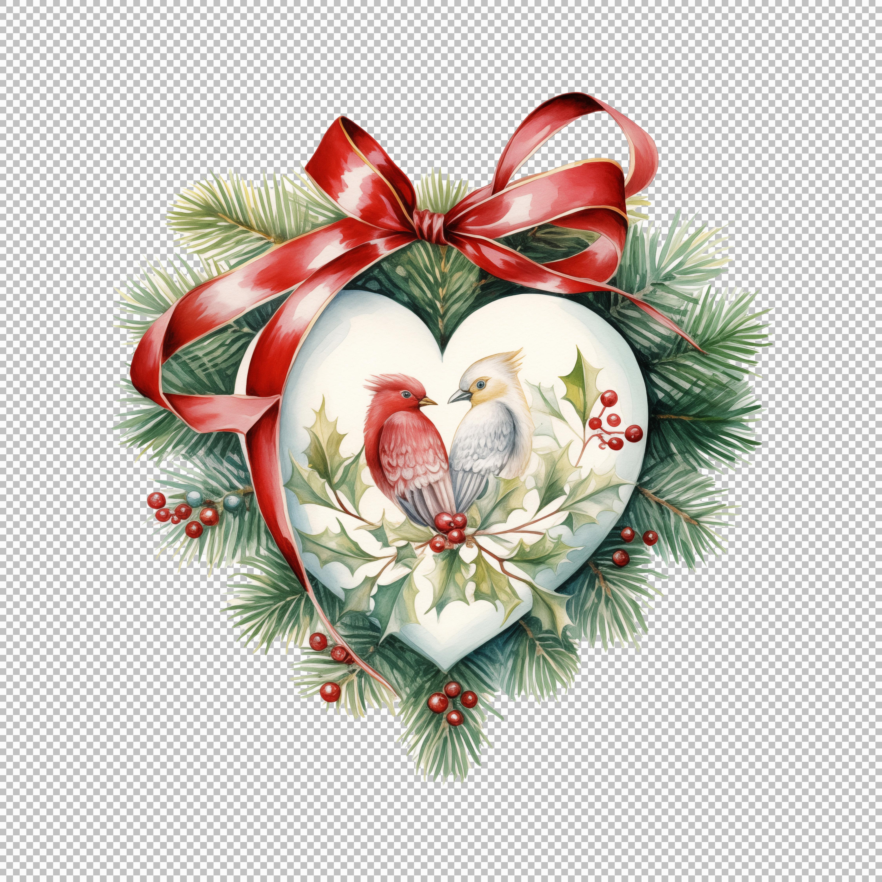 Christmas Hearts Clipart 8 Pngs, Hearts Clipart ,christmas Illustration ...