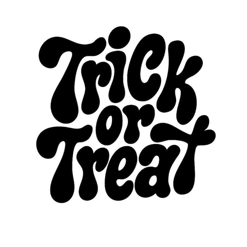 Trick or Treat Clip Art: Black & White Halloween Illustration ...