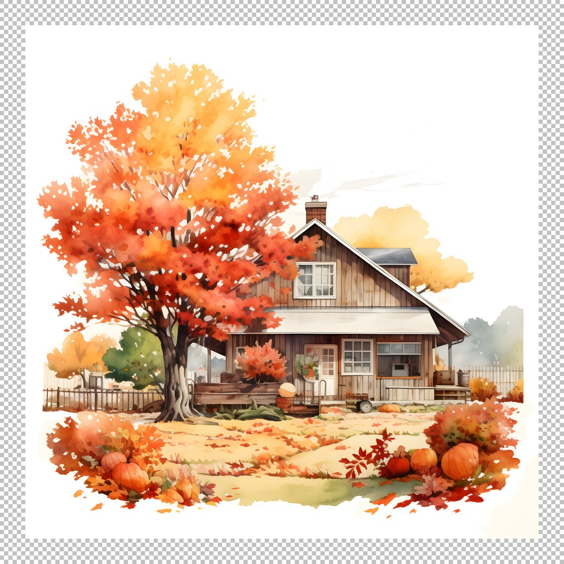 Farm Autumn Clipart: Pumpkin Illustrations for Scrapbooking (digital ...