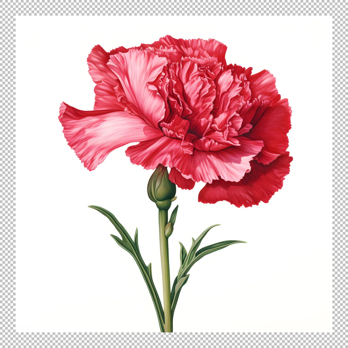 Pink and Red Carnation, Watercolour Carnation, Pink and Red Carnation ...