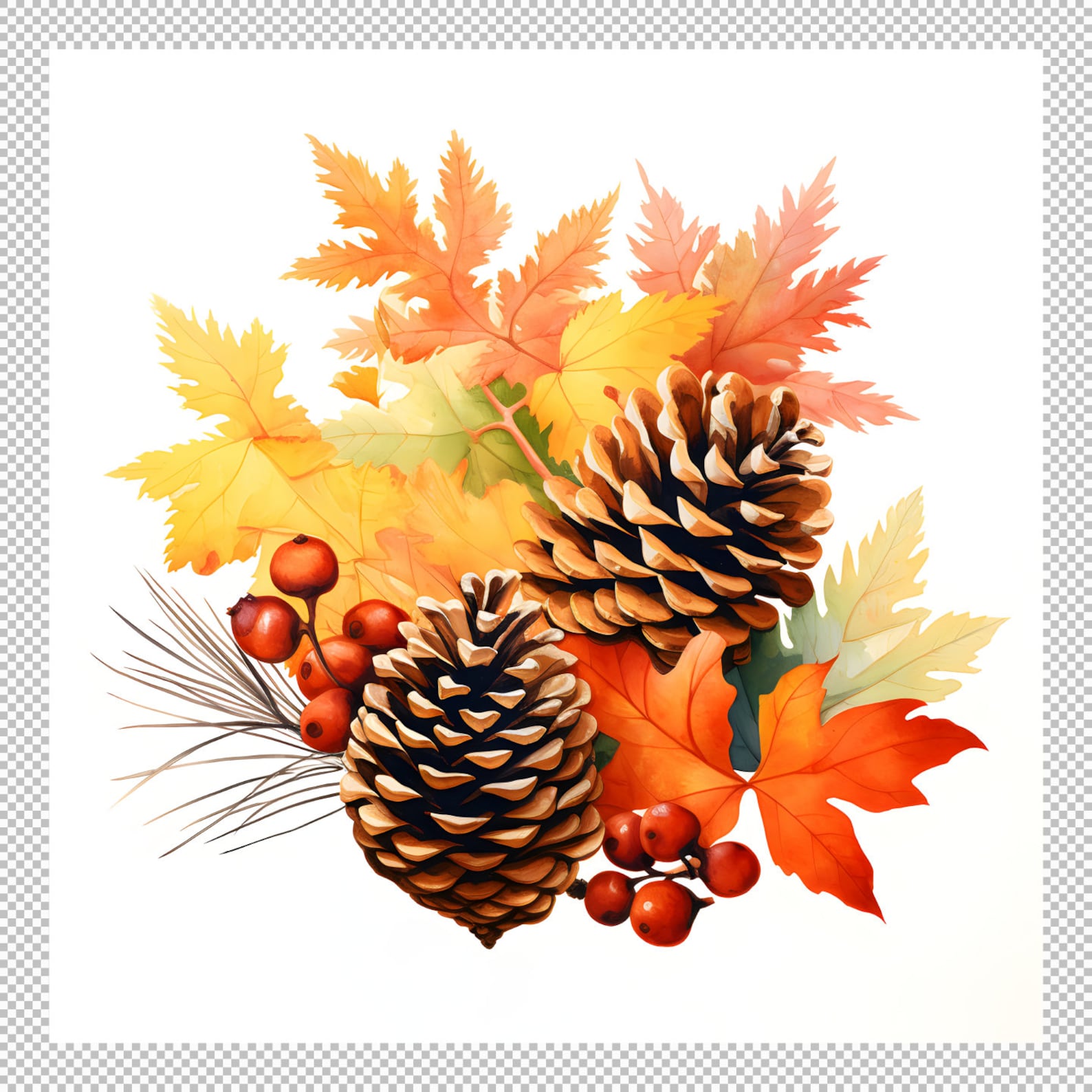 Autumn Pine Cone Clipart: Scrapbook Planner Graphics (digital Download ...