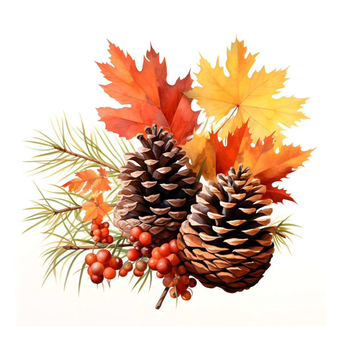 Pine Cone Autumn Clipart Collection, Pine Cones Illustration, Pine ...