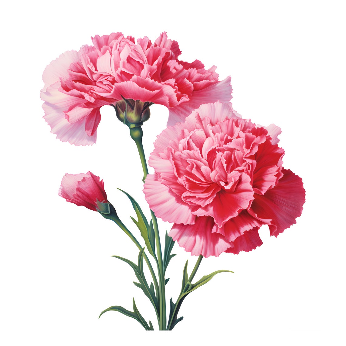 Pink and Red Carnation, Watercolour Carnation, Pink and Red Carnation ...