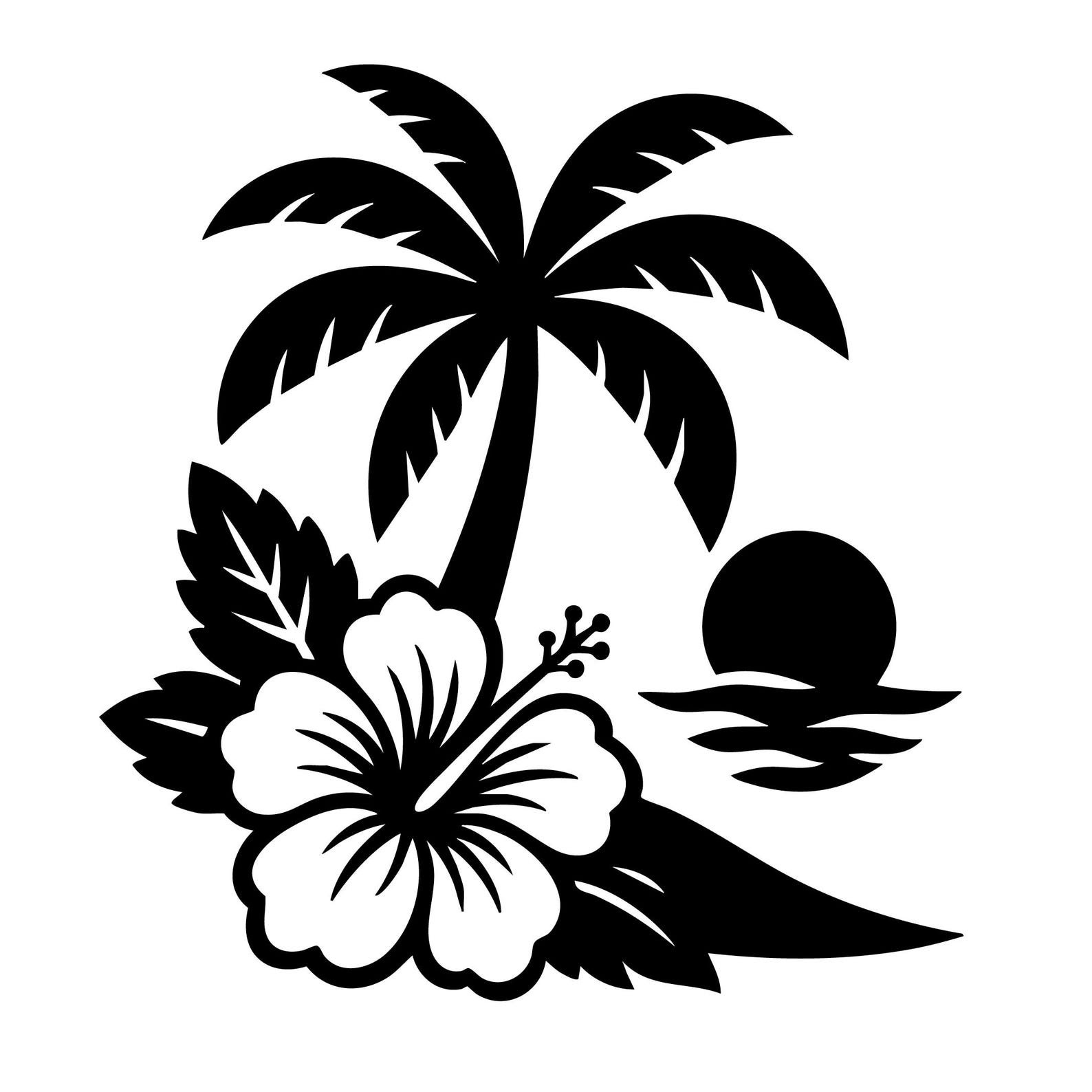 Tropical Sunset SVG: Palm Tree Beach Scene (commercial Use) - Etsy