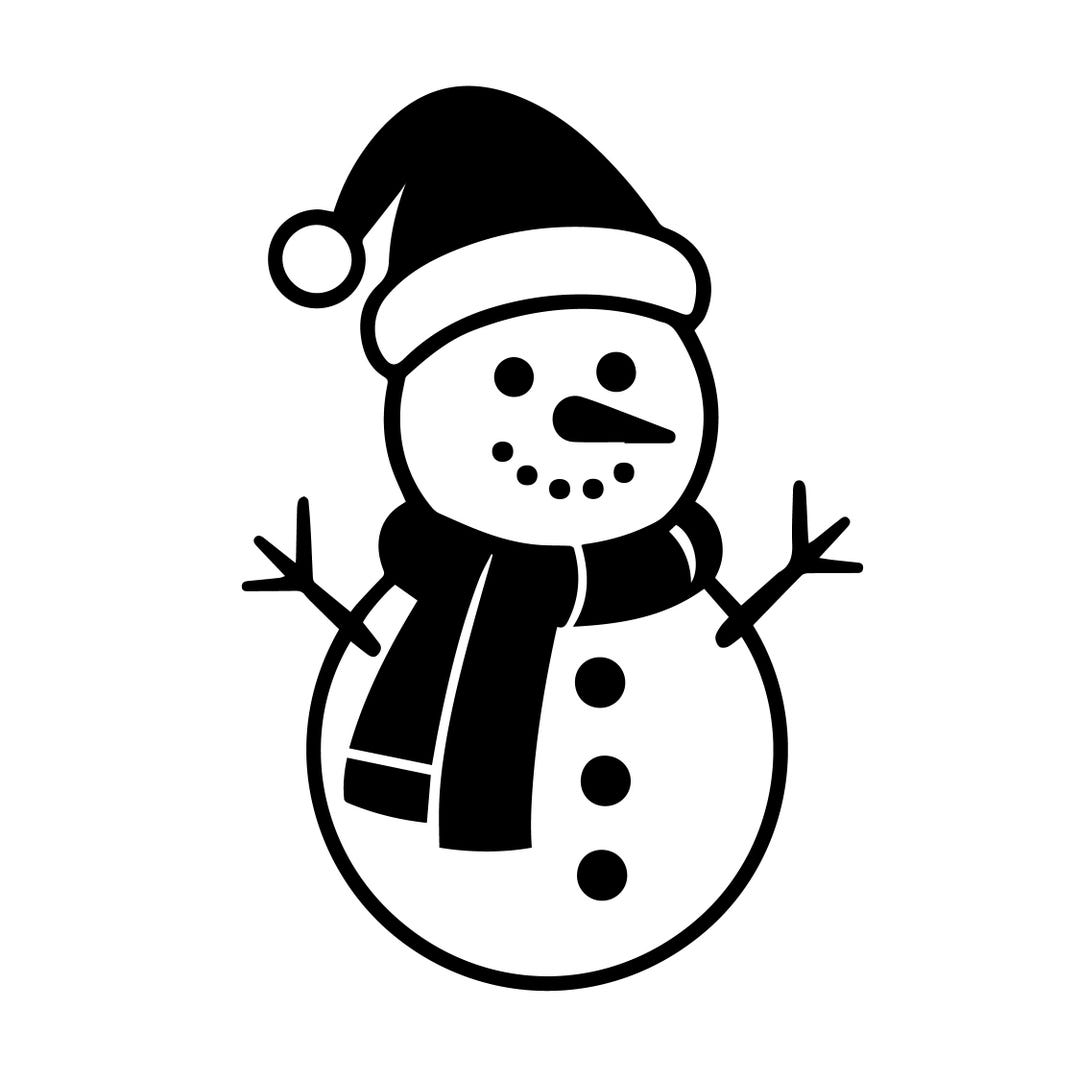 Snowman SVG – Winter Christmas Clipart, Printable Cut File (instant ...