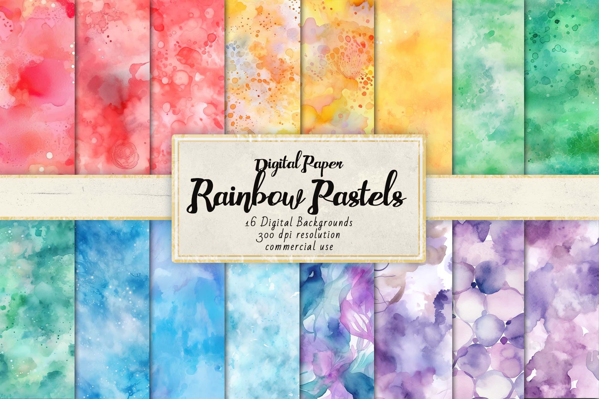 Rainbow Pastel Digital Paper - Seamless Rainbow Pastel Textures Instant ...