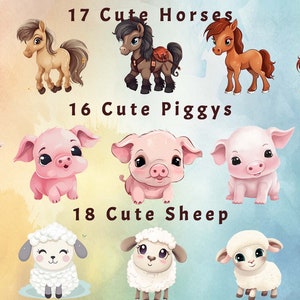 Cute Farm Animals Clipart, Farm Animals Digital Clipart, Farm Animals ...