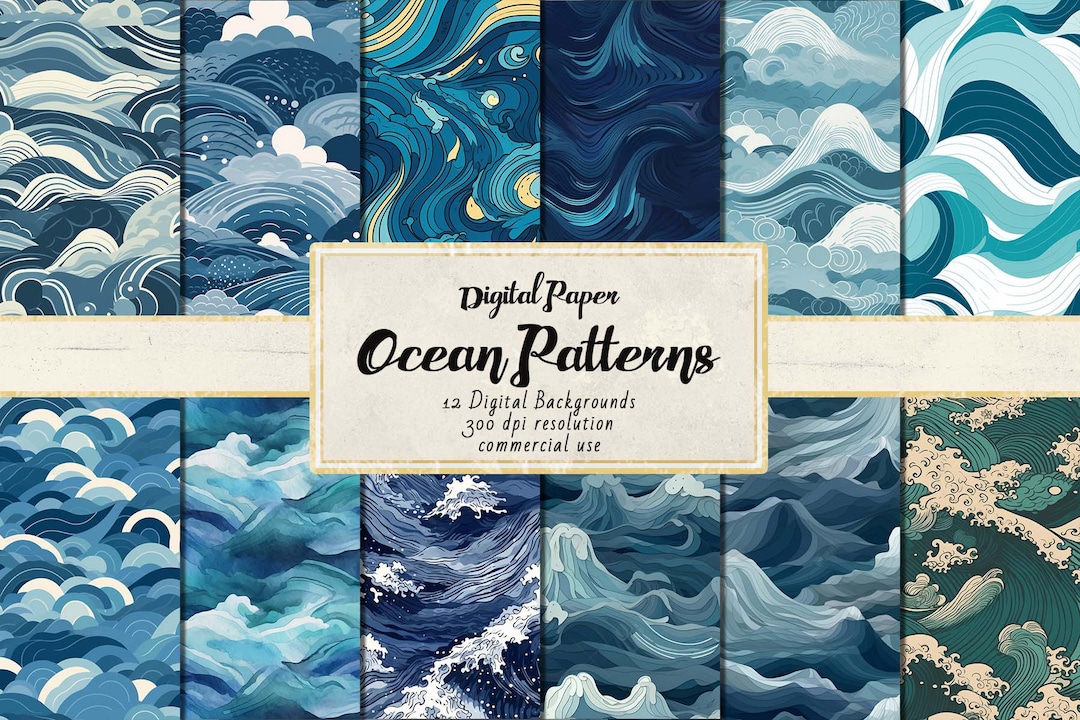 Digital Scrapbook Paper Set - Printable Backgrounds - Ocean Backgrounds ...