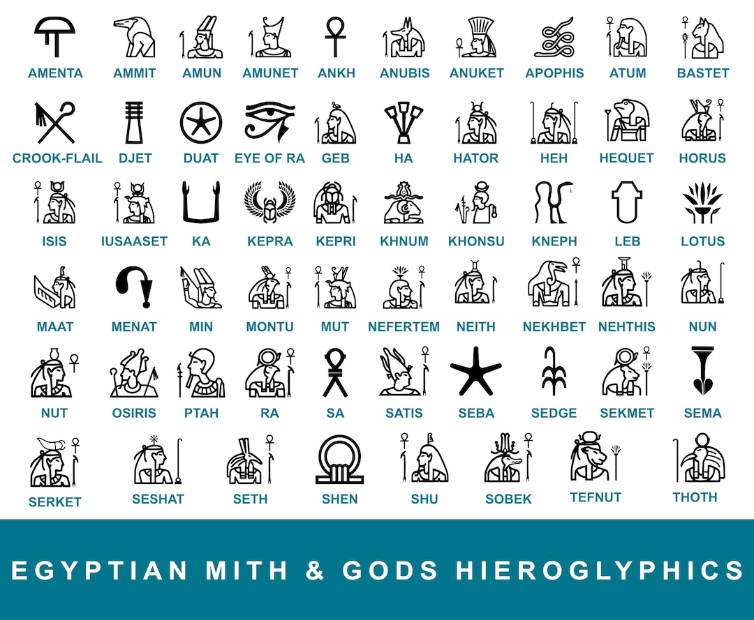 Egyptian Hieroglyphics and Gods Digital Symbols Swg Signs Eps Bundle 58 ...
