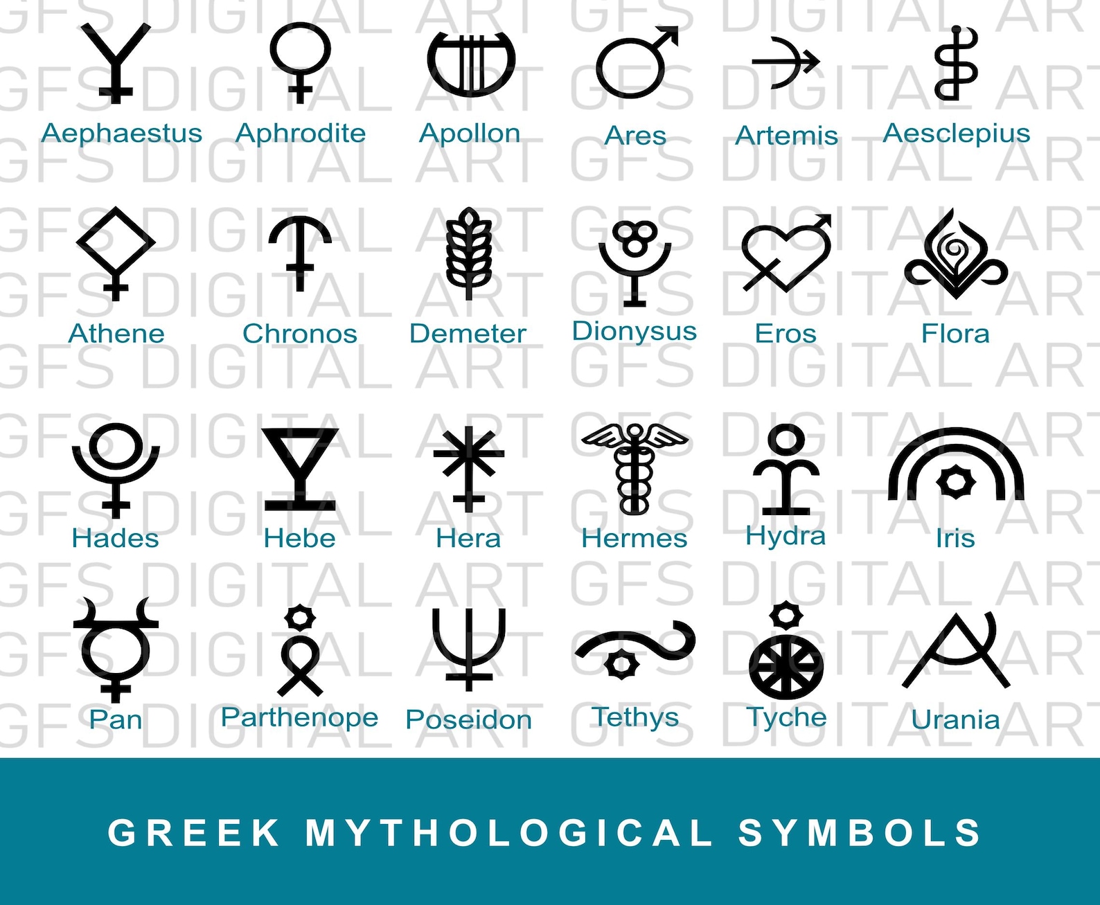 Greek Mythological Symbols Swg Gods Eps Bundle 25 Drawings in 3 Formats ...