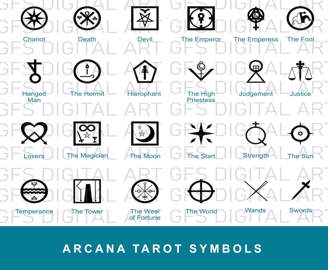 Arcana Tarot Symbols Swg Signs Eps Bundle 31 Drawings in 3 Formats Png ...