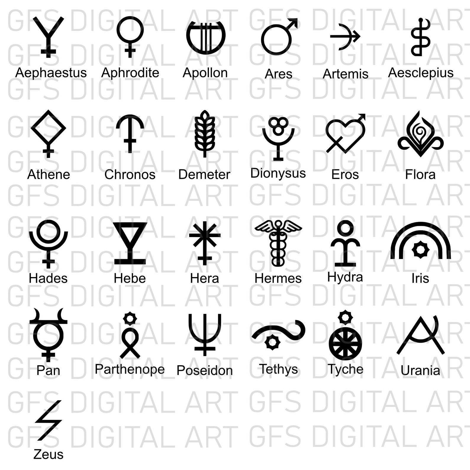 Greek Mythological Symbols Swg Gods Eps Bundle 25 Drawings in 3 Formats ...