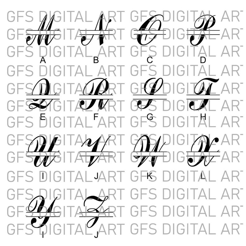 Split Monogram Alphabet SVG, EPS, PNG, Split Monogram Frame Alphabet ...