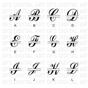 Split Monogram Alphabet SVG, EPS, PNG, Split Monogram Frame Alphabet ...