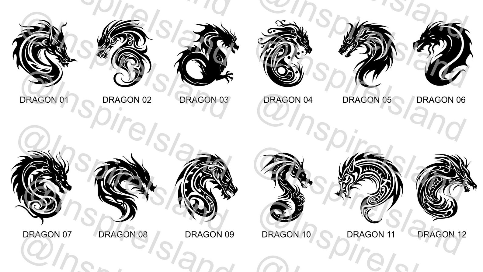 Mystical Dragon Vector Collection Instant Download of 12 Tribal and ...