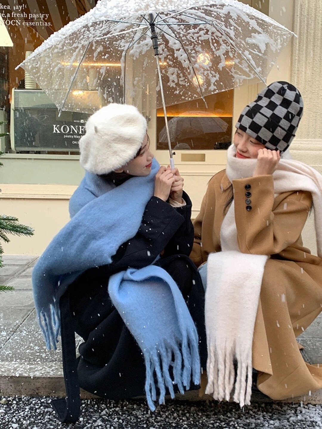 Solid Color Reversible Scarf, Macaron Color Scarf, Mohair Large Scarf ...