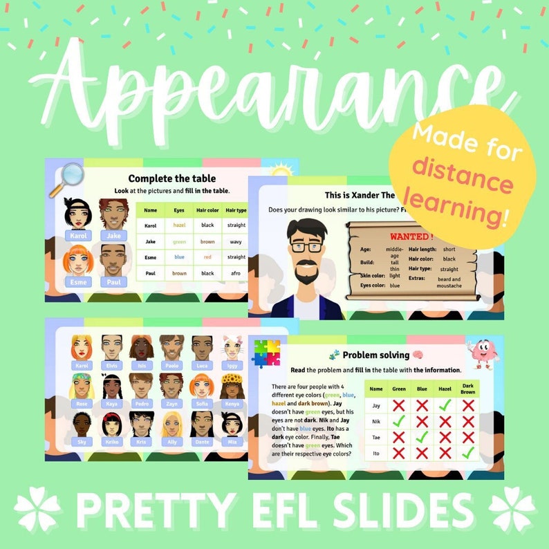 Appearance Esl Efl Ell Google Slides Powerpoint Presentation - Etsy