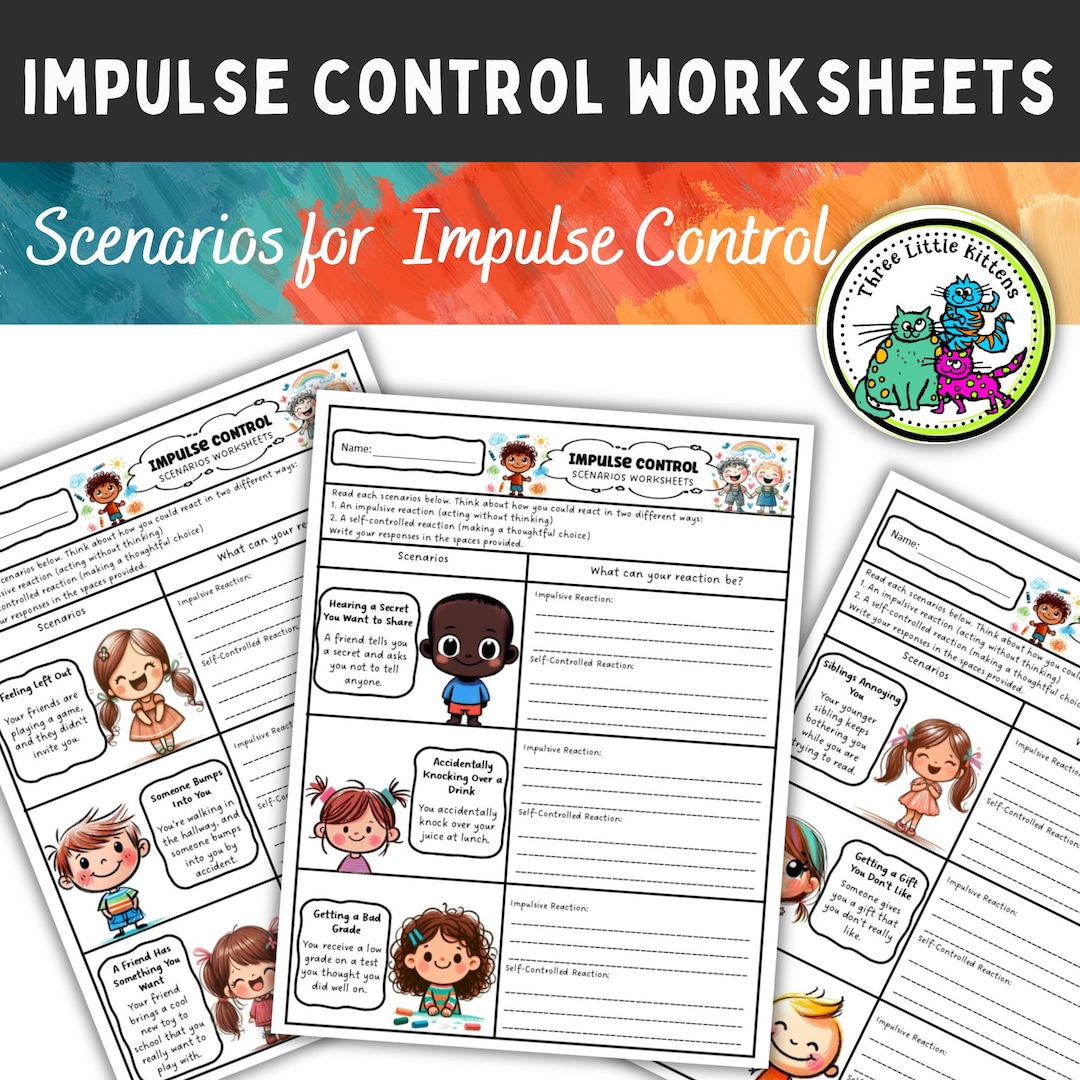 Impulse Control Worksheets for Kids, Worksheets for Self Control and ...