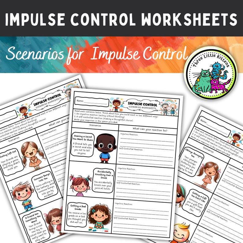 Impulse Control Worksheets for Kids, Worksheets for Self Control and ...