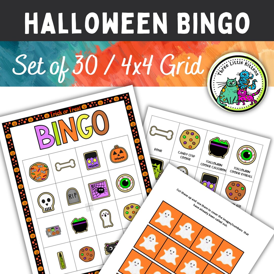Halloween Bingo, 30 Halloween Bingo Cards, Halloween Games, Kids ...