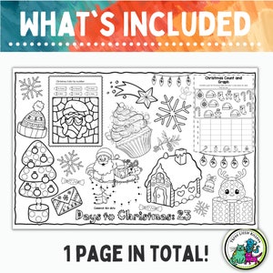 Christmas Coloring Placemat Printable, Party Activities, Activity ...