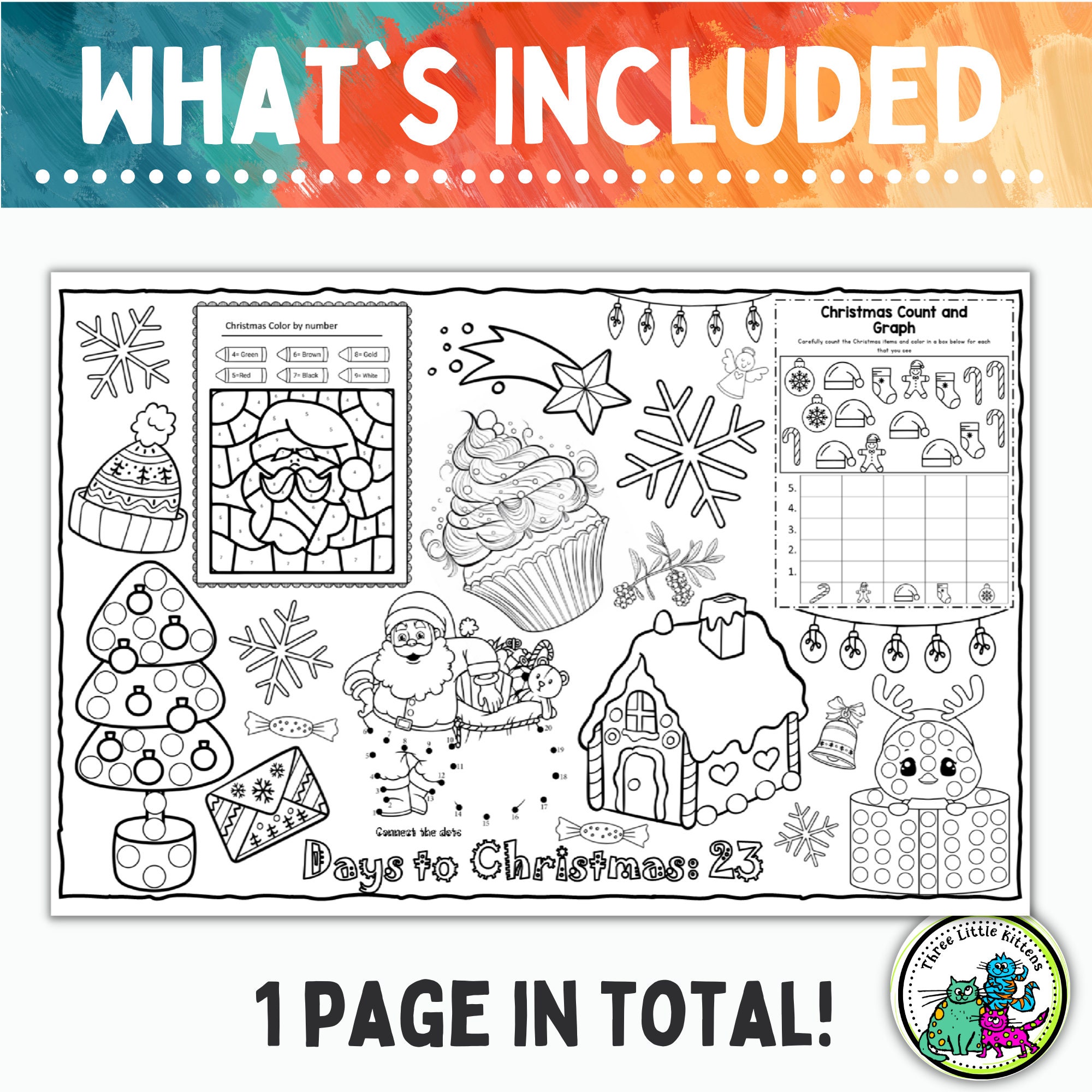 Christmas Coloring Placemat Printable, Party Activities, Activity ...