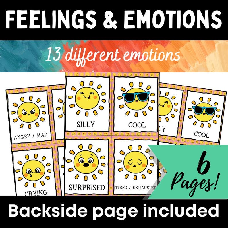 Identifying Feelings and Emotions, Emotions Game, Memory Game Printable ...