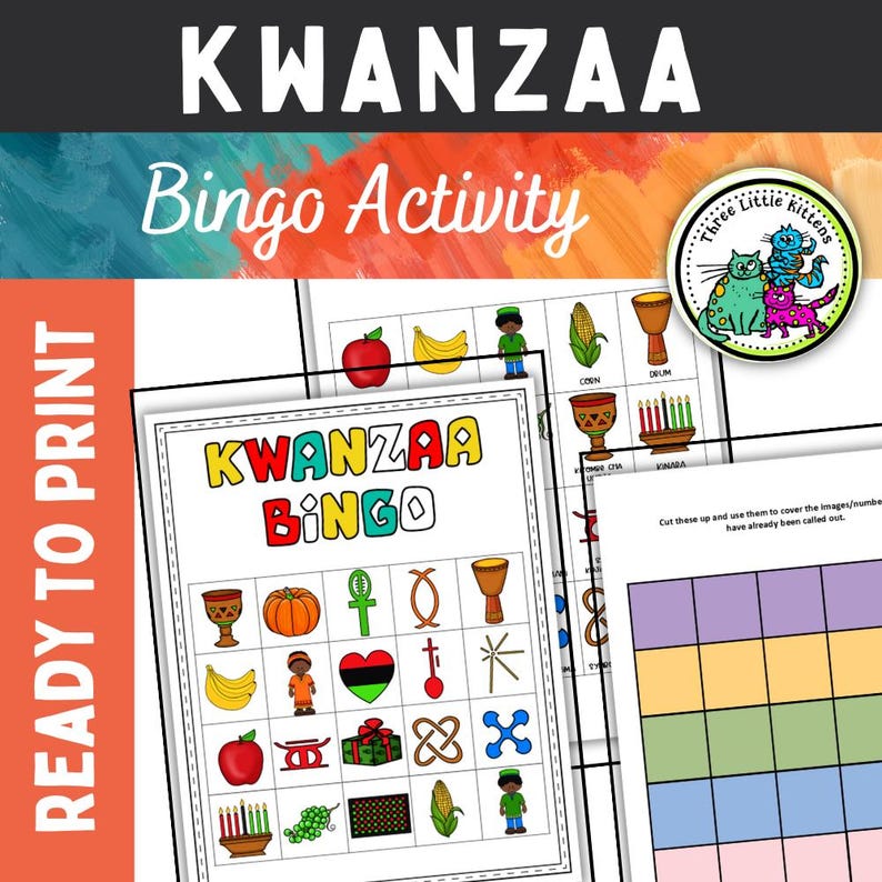 Kwanzaa Bingo Game for Kids, Bingo Cards Printable, Kwanza Day Games ...